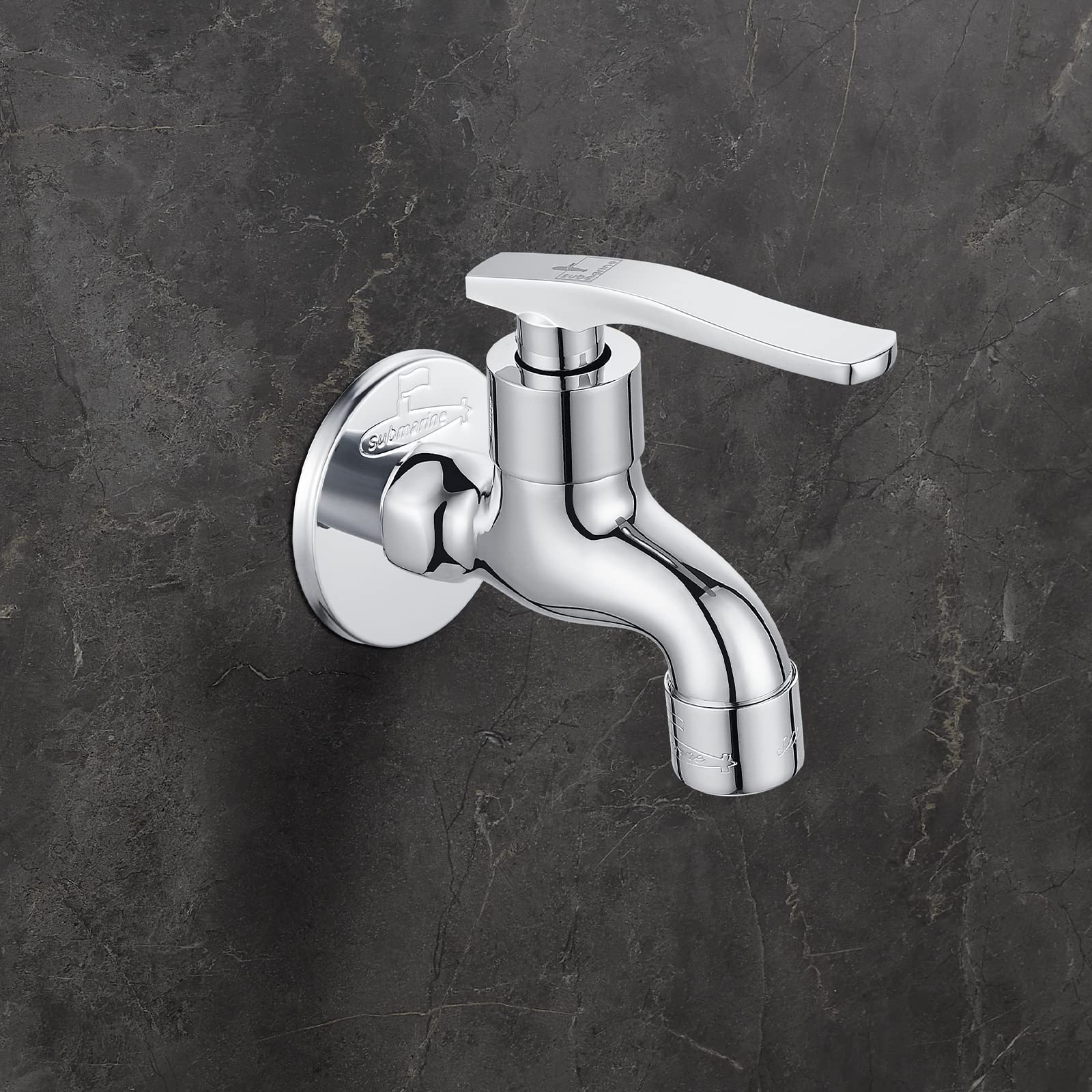 SUBMARINE Silver Brass Outdoor Faucet, G1/2 Inch Interface Wall-Mounted Faucet, Used for Bathroom Mop Sink, Kitchen Sink, Balcony and Garden (Chrome Plated)