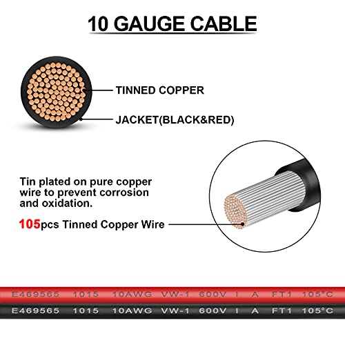iGreely Connector Solar Panel Cable Kits for Solar Panel RV Marine Boat Portable Solar Generator Power Station 10AWG 60cm/2ft