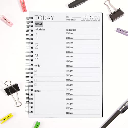 ECOHIP 6 Pack A5 Agenda Daily Planner Day Undated Hourly Planner 100 Pages Spiral Notebook Productivity Business Goal Schedule