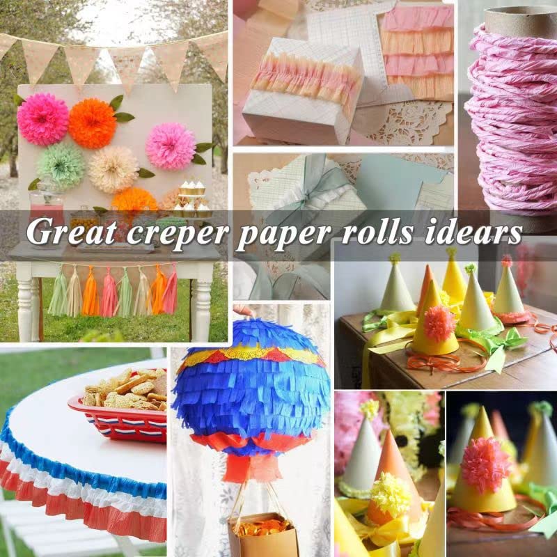 Gold Crepe Paper Streamers 6 Rolls for Party Streamers Decorations Birthday Wedding Baby Bridal Shower Backdrop Craft Supplies (1.8 Inch x 82 Ft/Roll,492ft)