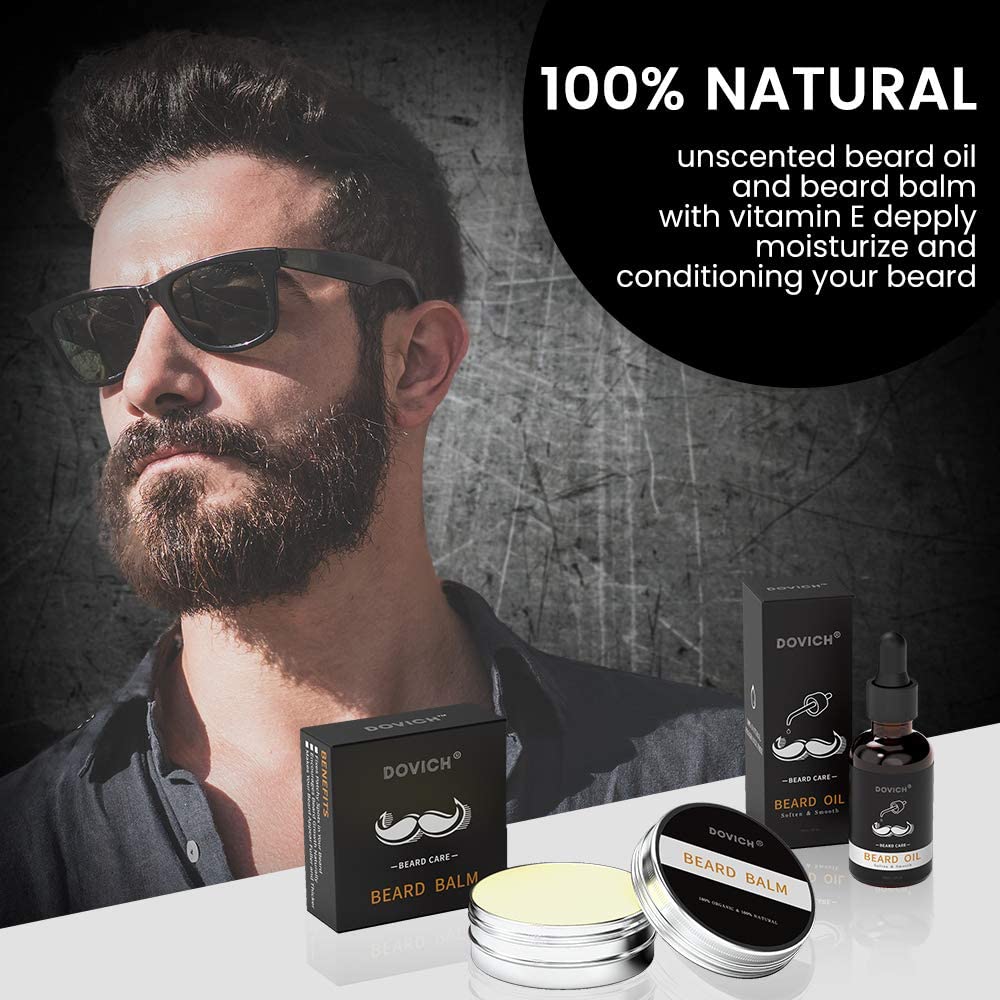 DOVICH 10 In 1 Beard Kit for Men, Gifts for Men, Beard Growth Kit, Beard Grooming Oil Leave-in Conditioner, Beard scissors, Beard Shampoo, Beard Balm, Beard Brush