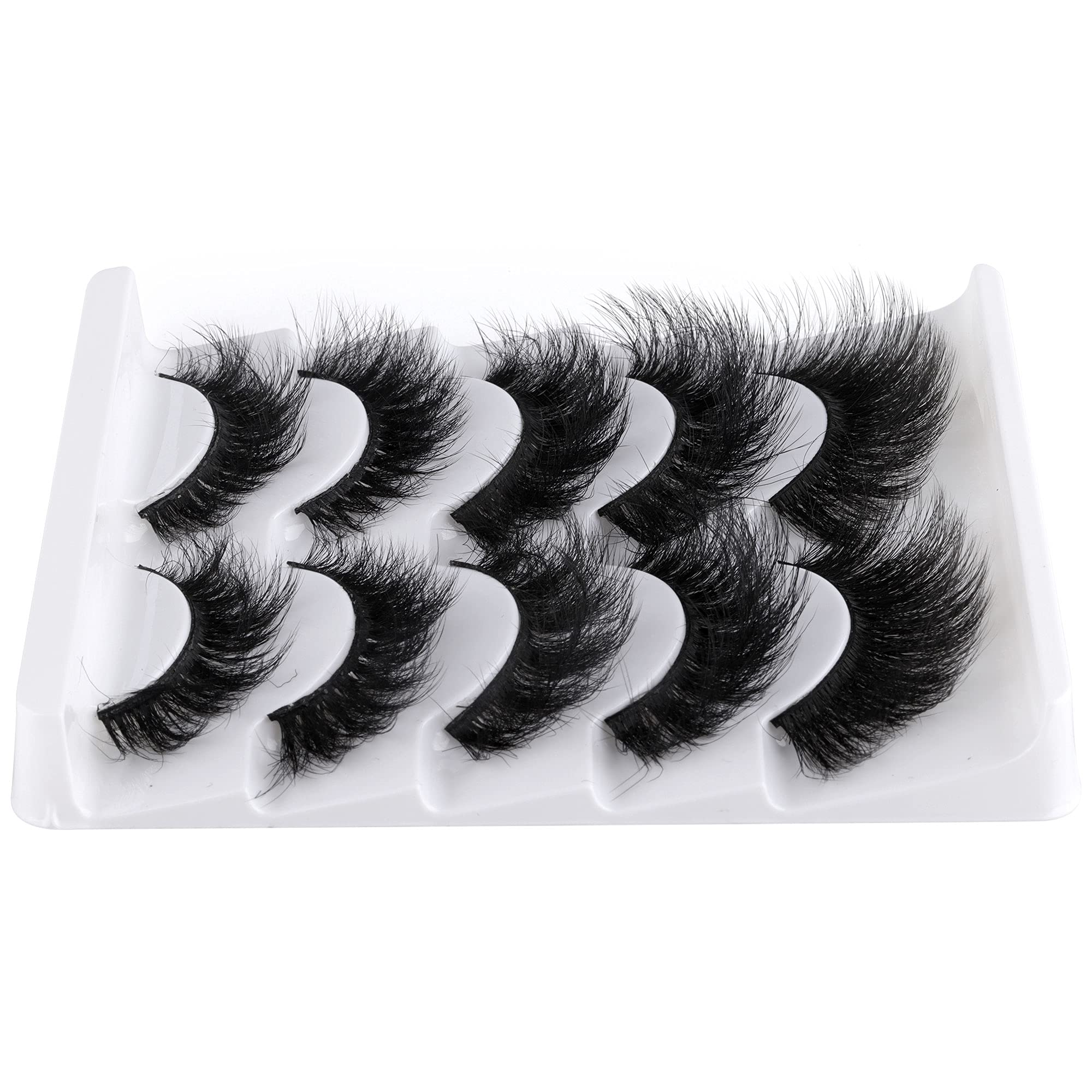 Eyelashes 8D Mink Lashes Pack Natural Look Fluffy False Siberian Mink Eyelashes Dramatic Thick Wispy Eye Lashes 5 Pairs