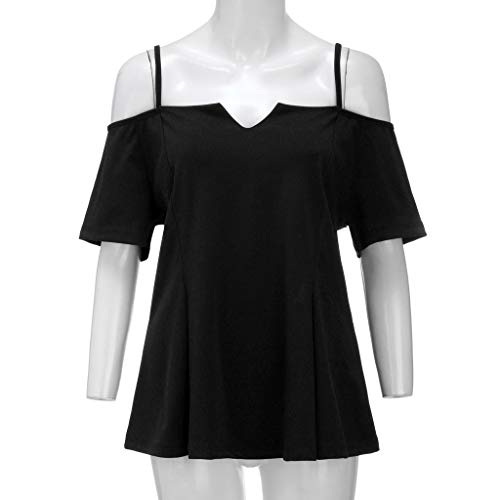 Womens Short Sleeve T Shirt Cold Shoulder Solid Color Blouse Flowy Loose Tops Camisole Tank Tops Plus SizeTunic