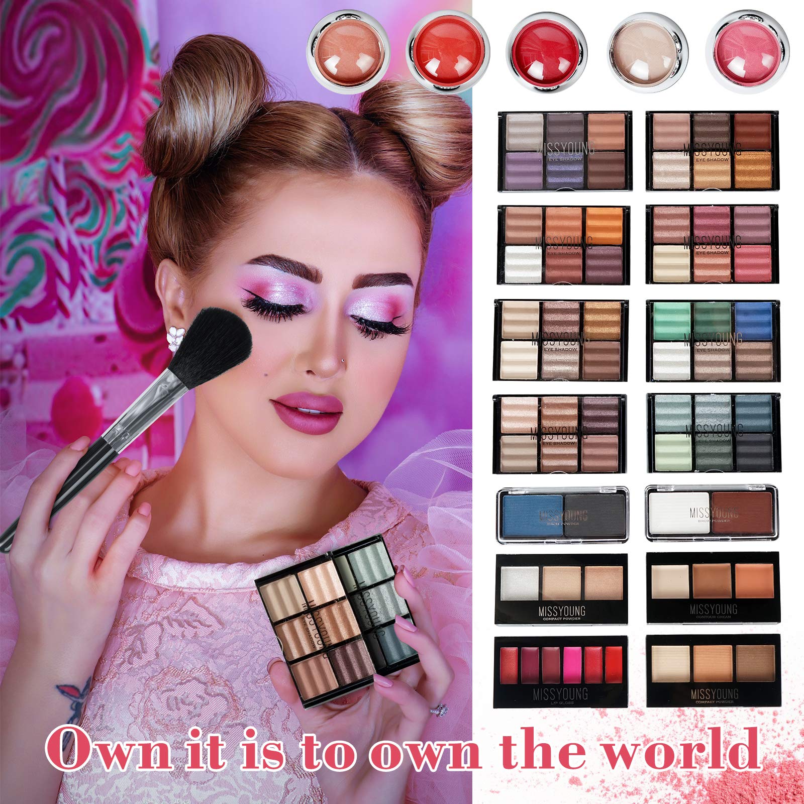 FantasyDay All-in-one Holiday Make up Gift Set | Makeup Kit for Women Full Kit Essential Starter Bundle Include Eyeshadow Palette Lipstick Blush Foundation Concealer Face Powder Mascara Lipgloss Brush