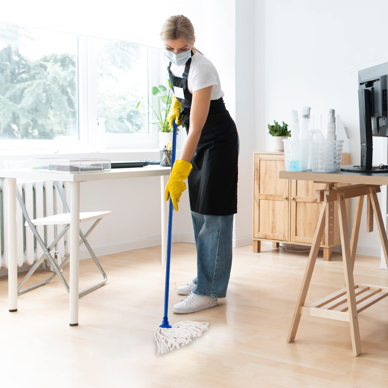 Superio String Mop Replacement, Cotton Mop Head, Refill for Cotton String Mop for Hardwood Floor Cleaning Self Wringing Mop for Home, Kitchen, Bath Heavy Duty Mop Commercial/Industrial, 10β Strings