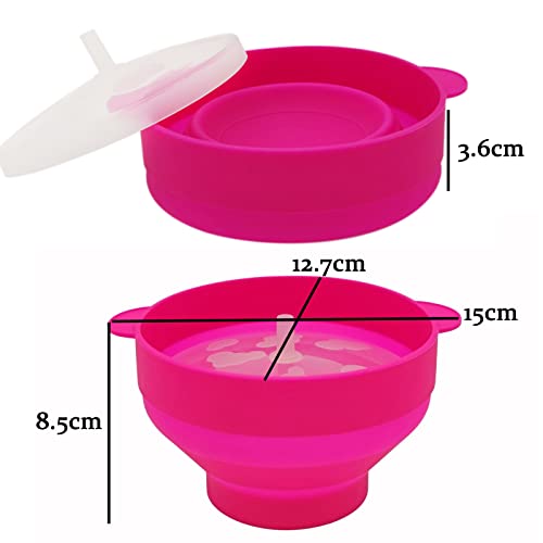 Mini Microwave Popcorn Popper, BPA Free Silicone Popcorn Popper Microwave Collapsible, Microwave Popcorn Maker, Microwave Popcorn Bowl, Dishwasher Safe (Vibrant Pink)