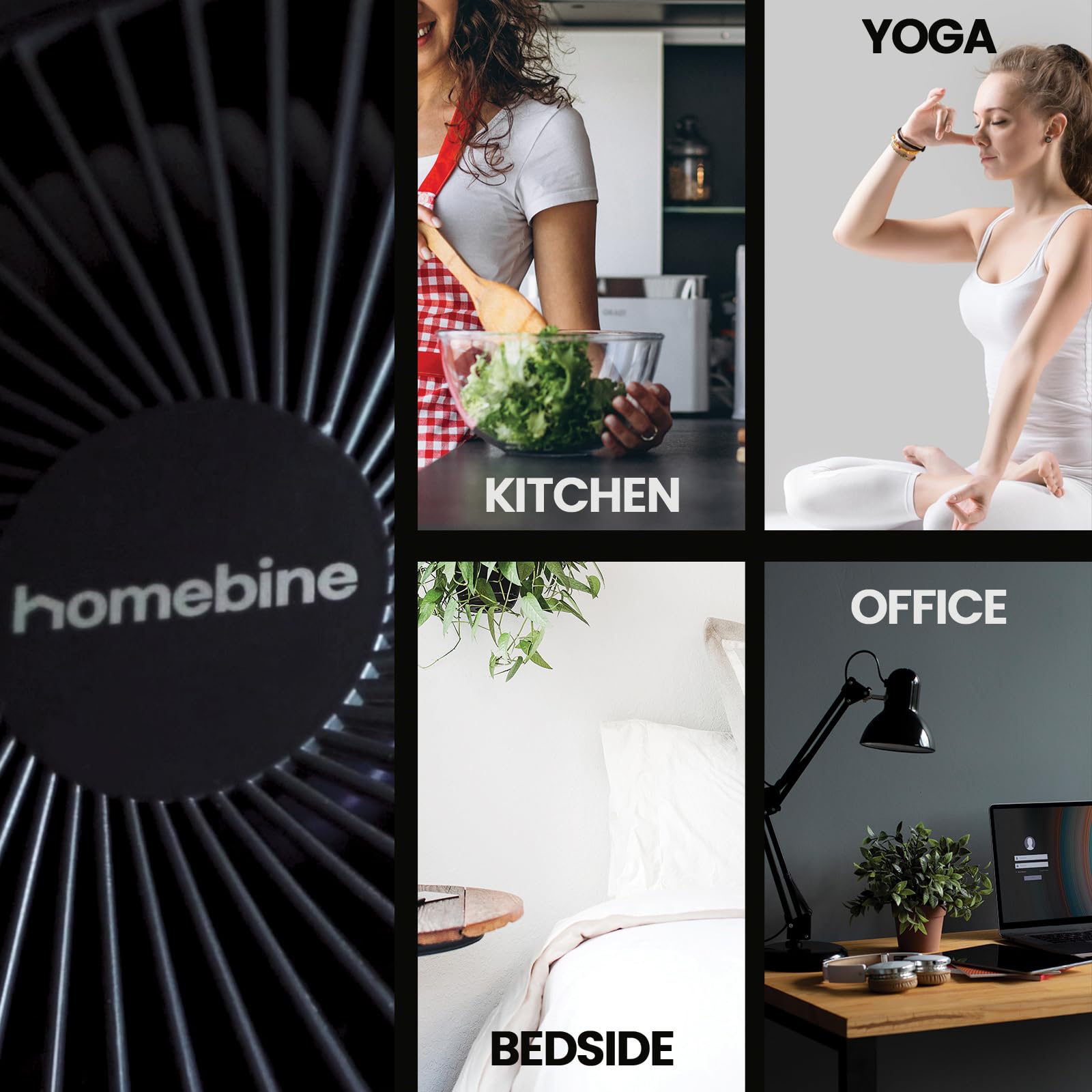 homebine Desk Fan 2000 mAh Battery Fan Rechargeable Mini Fan 4 Adjustable Speed Wireless Fan USB with Strong Airflow Table Fan 360° Rotatable Head Personal Fan for Home and Office