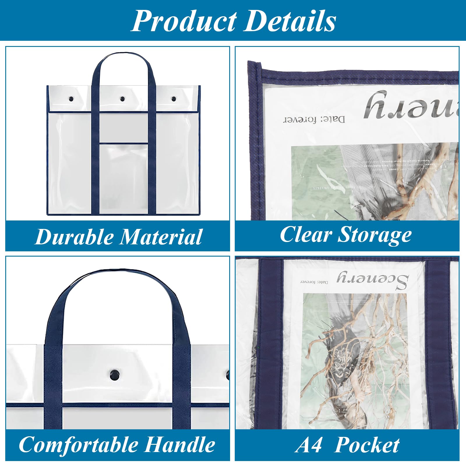 LDXDRU 5Pcs Large Poster Storage Bag, Portfolio Bag, Bulletin Board Poster Storage Bag Art Folder with Pocket for Classrooms Teachers, 30" x 25.5"