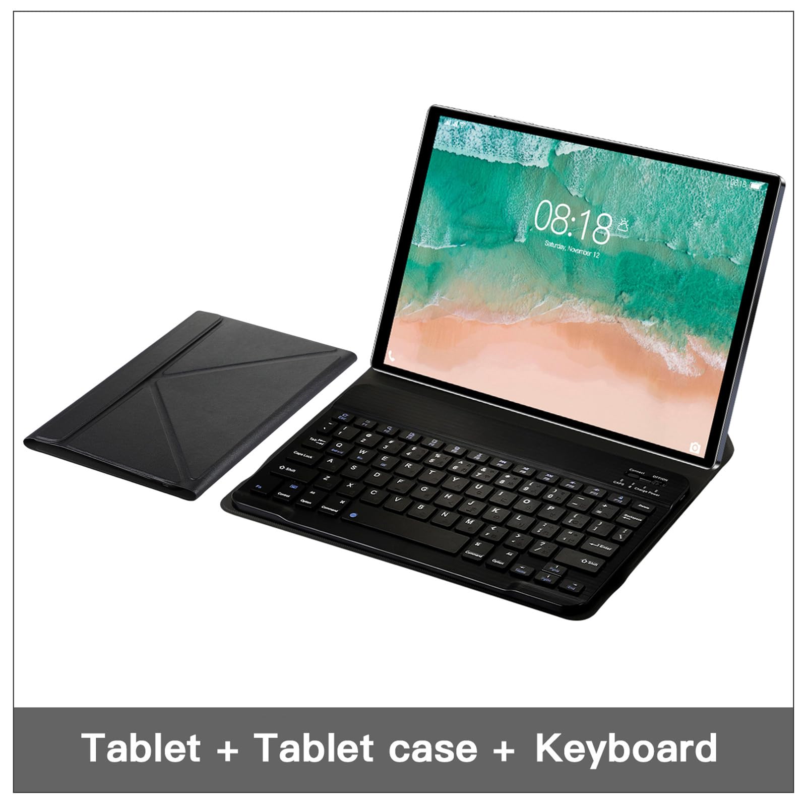EBTOOLS 10.1 Inch 2 in 1 Tablet with Keyboard, 5G WiFi, 12GB RAM 256GB ROM, 1920x1200 Full HD Touchscreen, Dual Cameras, Multifunctional for11.0 (US Plug)