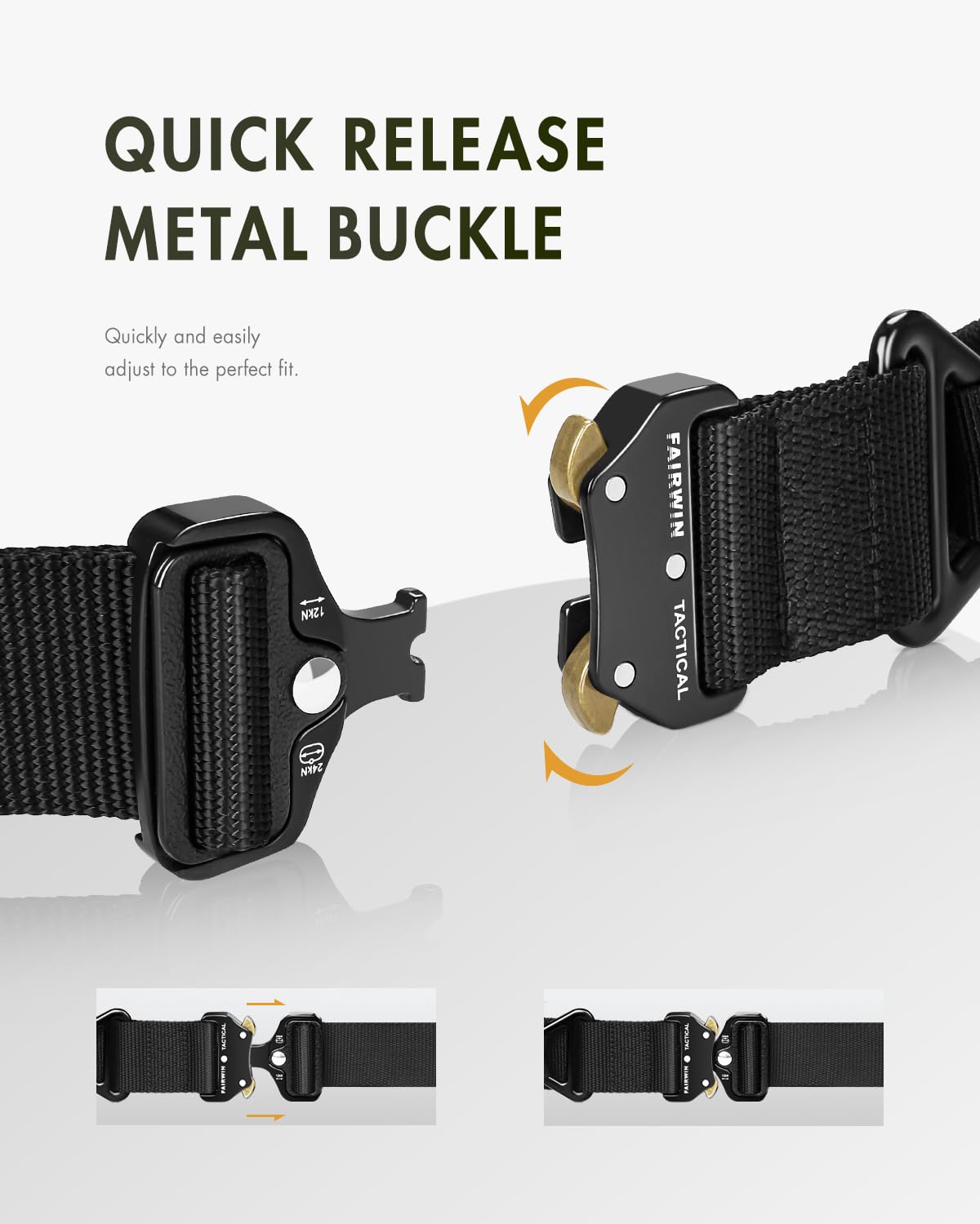 FAIRWIN Tactical Rigger Belt, 1.7 Inches Mens Nylon Webbing Utility Belt with V-ring Heavy-Duty Quick-Release Buckle