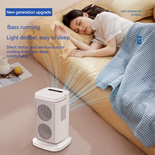 Portable Air Conditioner,Semiconductor Mini Air Conditioner 85W,With Water Stripe Aurora Night Light Personal Air Conditioner,Small AC Fan 4-Speed Silent for Desk,Home,Bedroom,Room,Office,Travel-White