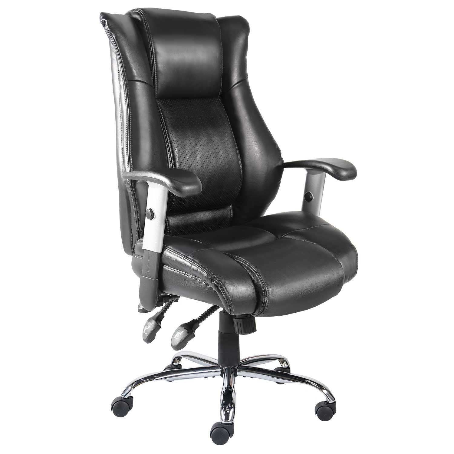 HOMEFLA Office Executive Ergonomic Computer PU Leather High Back Desk Swivel Comfortable Rolling Chair with Adjustable Armrests, Black