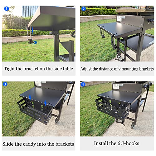 MeWeBlue Griddle Caddy Storage, Space Saving Grill Accessories Tool Holder, BBQ Accessories Organizer Box Designed for 28 36 Blackstone Griddle, Tool Free No Drill