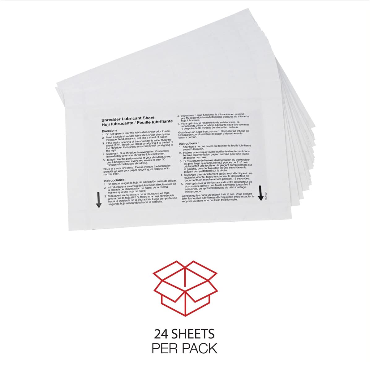 Paper Shredder Lubricant Sheets, Shredder Sharpening & Lubricating Sheets, Mess-Free Easy to Use - 5.5" x 2.8-24 Pack