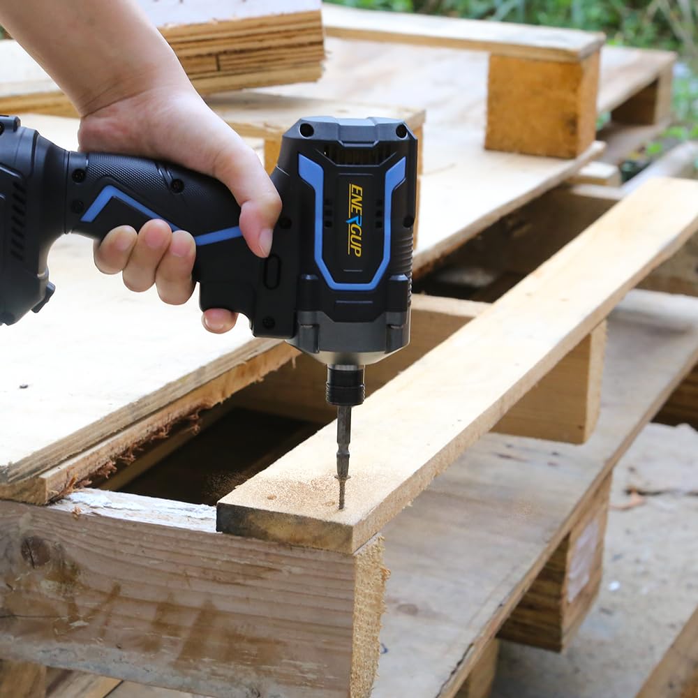 Powilling Impact Driver Kit - 20V Electric 1/4 Inch Hex Impact Drill/Driver Set,2 Variable Speed, with 6.0Ah Battery and Charger, 14Pcs Socket and Tool Case Includ