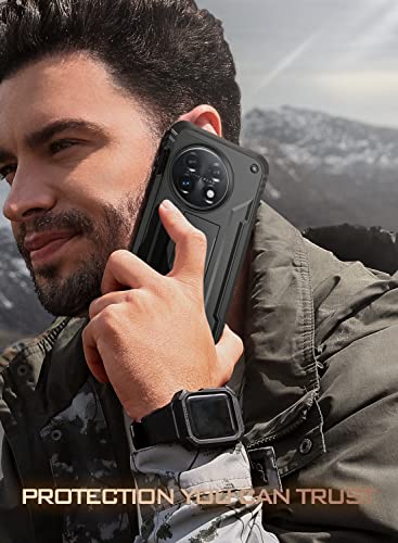 Poetic Revolution Case for OnePlus 11 5G 6.7"(2023), [20 FT Mil-Grade Drop Tested], Full-Body Rugged Dual-Layer Shockproof Protective Cover with Kickstand and Built-in-Screen Protector, Black