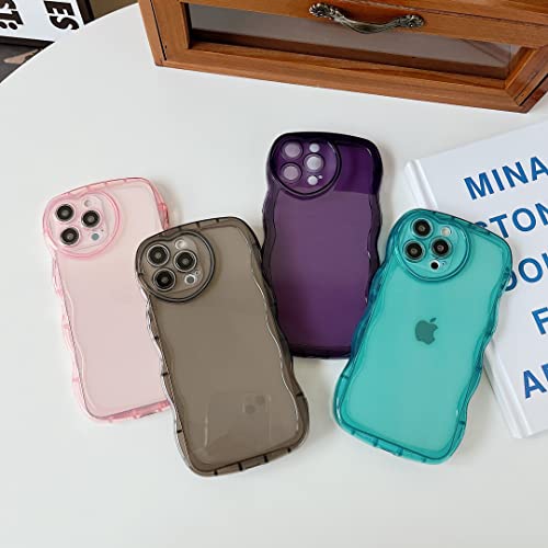 Qokey for iPhone 11 Pro Max Case(2019 6.5"),Cute Clear Love Case,with Love-Heart Camera Frame Wavy Edge Transparent Full Protection Soft TPU Shockproof Phone Case Cover for Women Girls,Pink