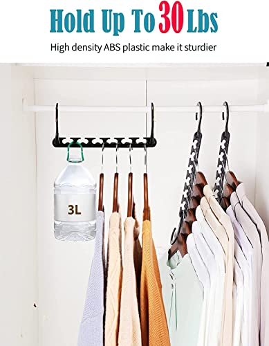 Smartor Space Saving Hangers - 6 Pack, Dorm Room Essentials Magic Hangers Saving 80% Space, Closet Organizers and Storage, Space Saver Hangers Closet Organizers Multifunctional Hangers - Black