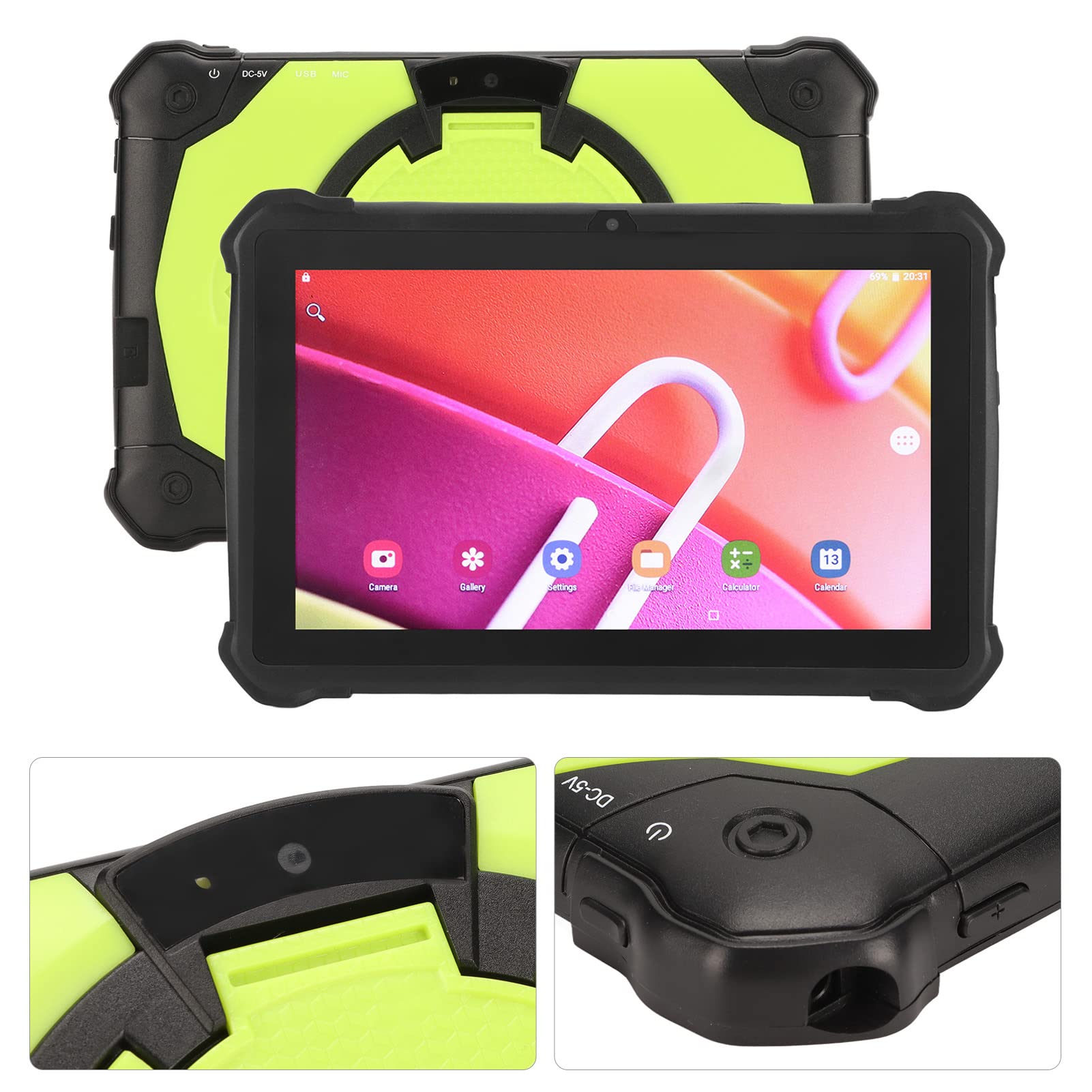 Estink Kids Tablet 7in, 1960x1080 Octa Cores 5000mAh Tablet, Gaming Tablet with 5000mAh Large Capacity, 2.4G 5G RAM 4GB ROM32GB Front 5MP Rear 8MP Portable Tablet for 10 US Plug (Green)