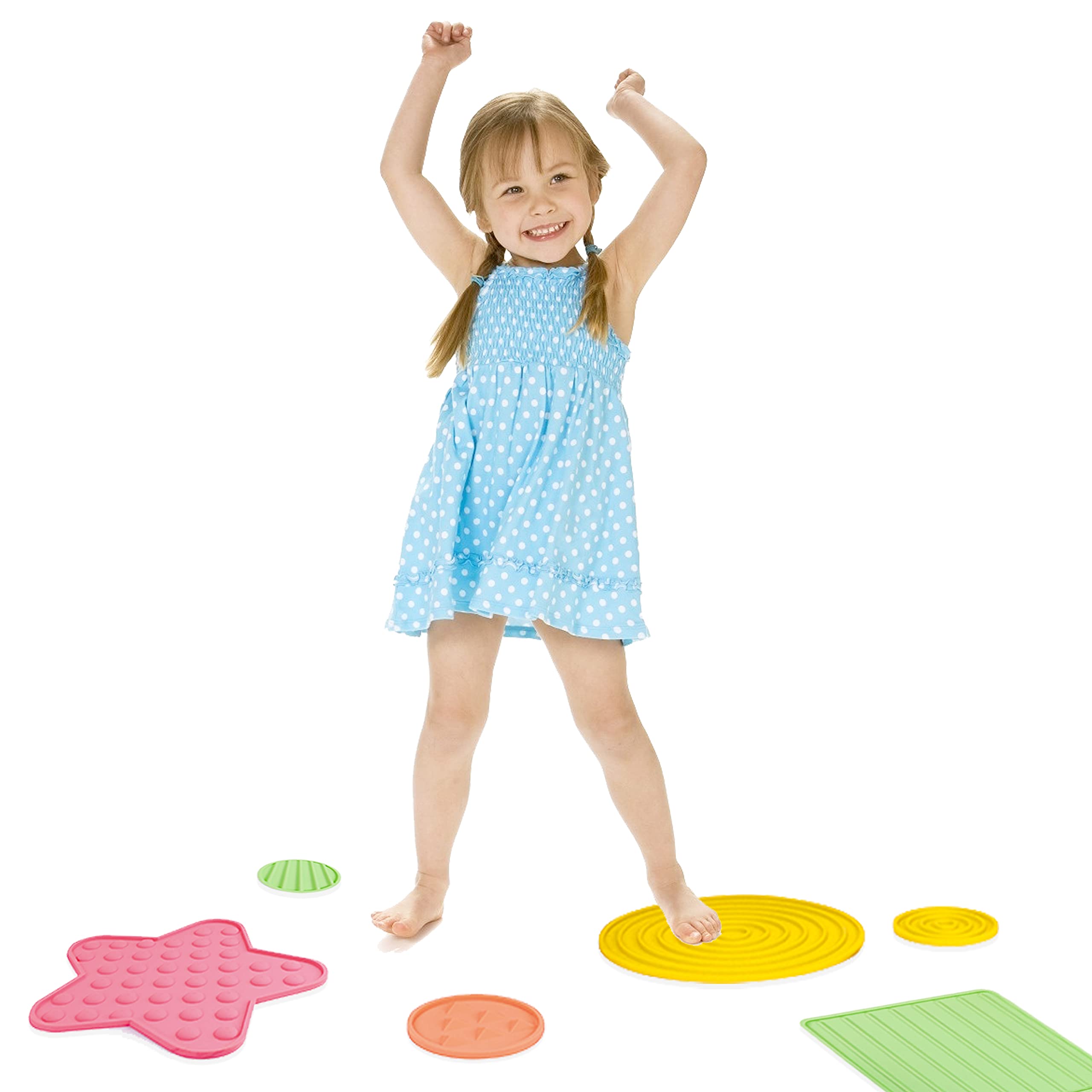 edusense Toddler Sensory Toys for Autistic Kids & Children, Silicone Sensory Mat with Different Textures & Shapes (10 PCs), Tactile Stimulation Promotes Communication & Coordination for Sensory Room
