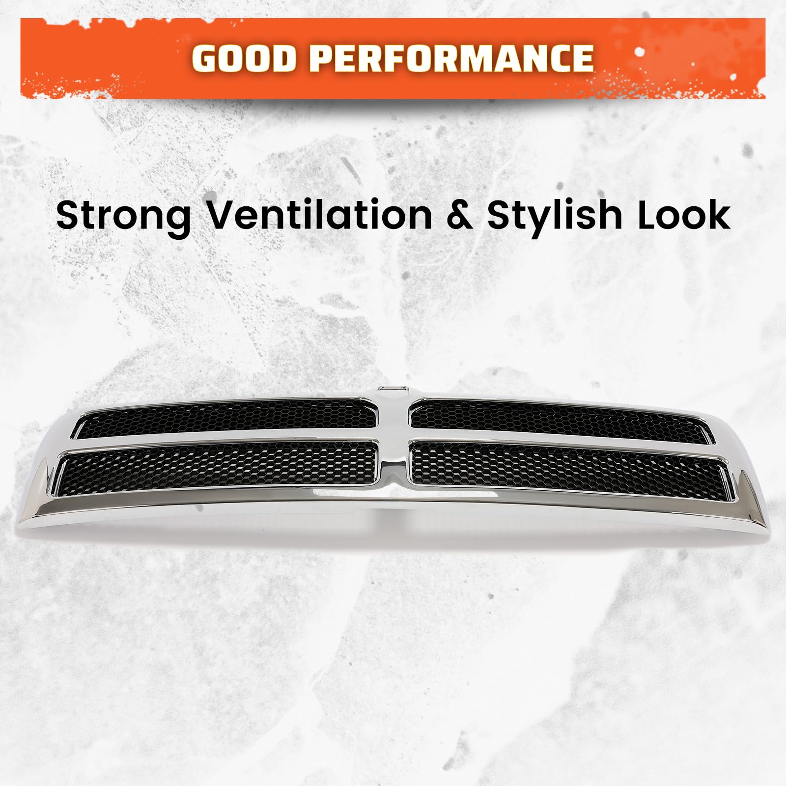 ECOTRIC Front Grille Compatible with 1994-2002 Dodge Ram 1500 2500 3500 Chrome w/Honeycomb Upper Grille Replacement for CH1200178 55055252