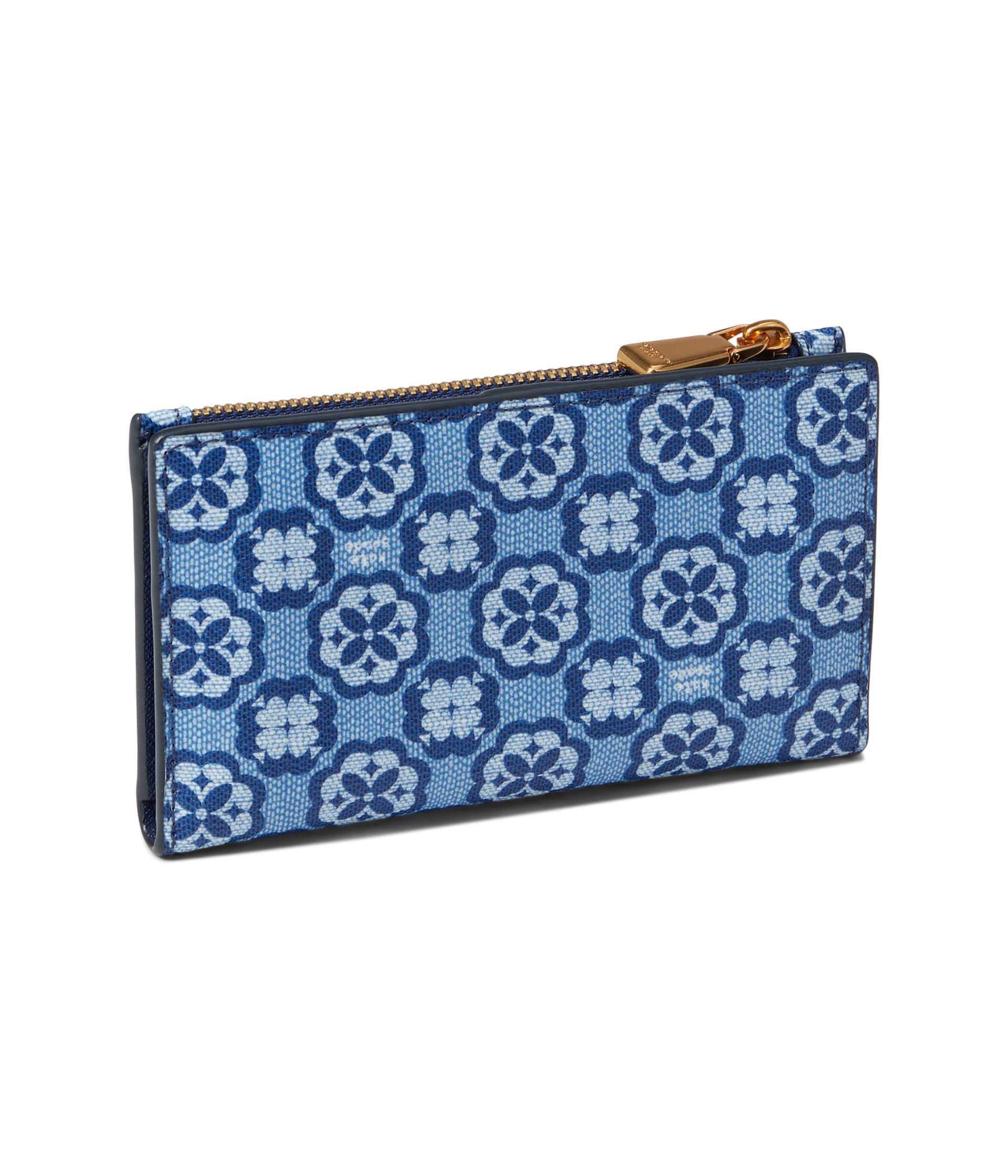 kate spade new york Spade Flower Monogram Coated Canvas Small Slim Bifold Wallet Outerspace Multi One Size