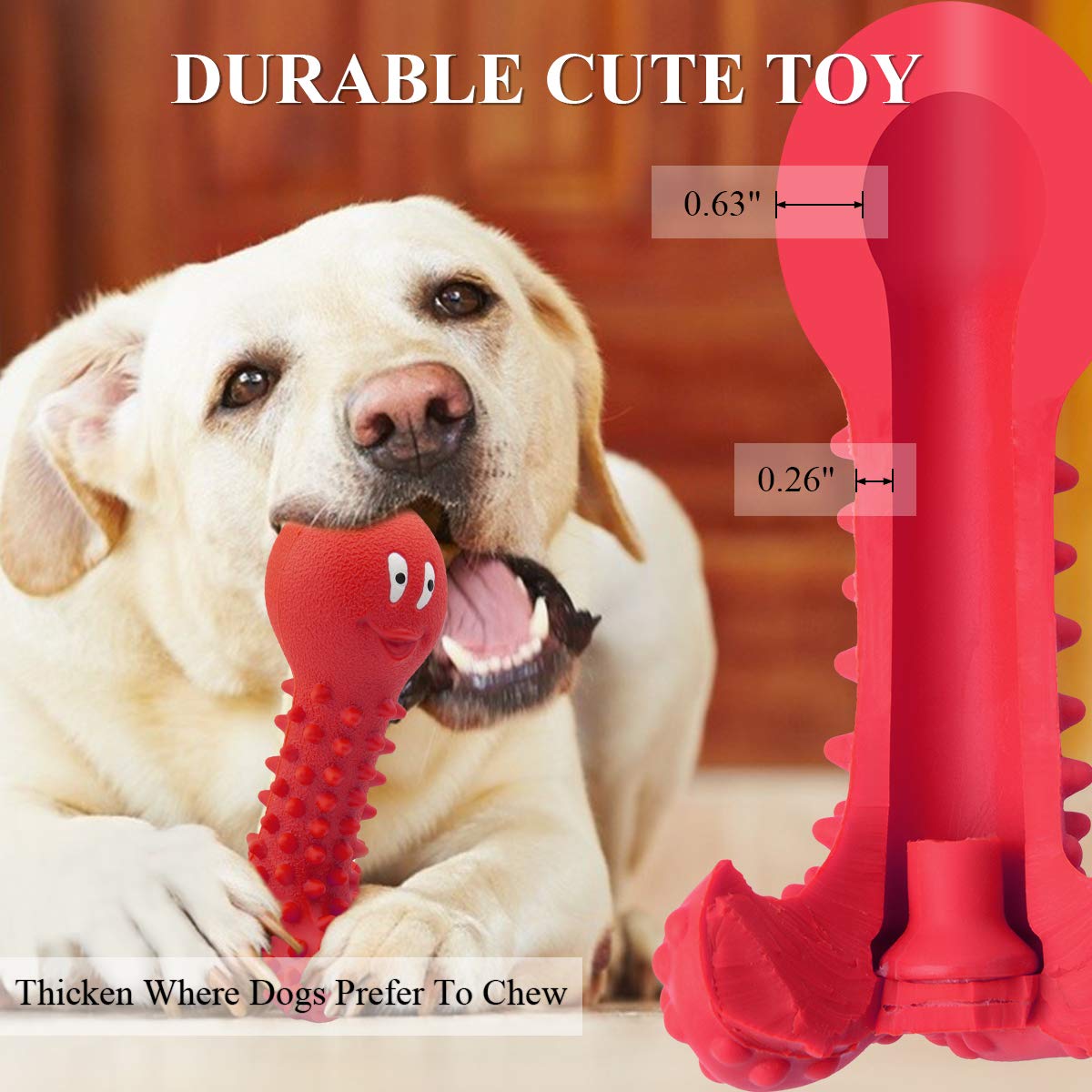 Wieppo Squeaky Dog Toys for Aggressive Chewers Large Breed, Medium Dogs, Natural Durable Rubber Dog Chew Toys