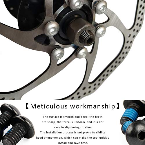 Disc Brake Screw - M5*12 Mountain Bike Disc Brake Fixing Screw with T25 Z-Wrench (Pack of 6), Black, M5*12