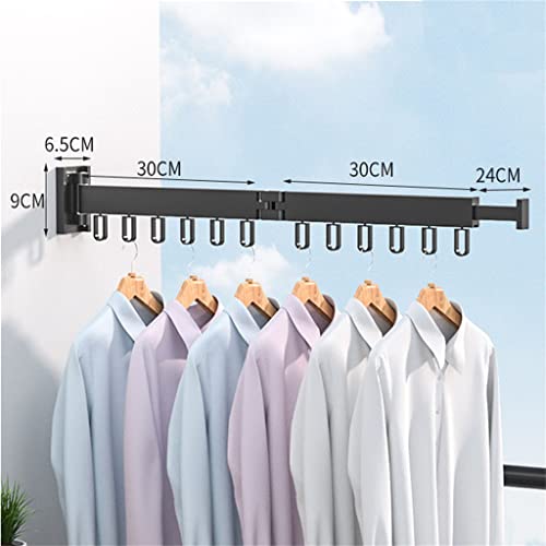 N/A Folding Clothes Hanger Wall Mount Retractable Cloth Drying Rack Indoor & Outdoor Space Saving AluminumFolding Clothes