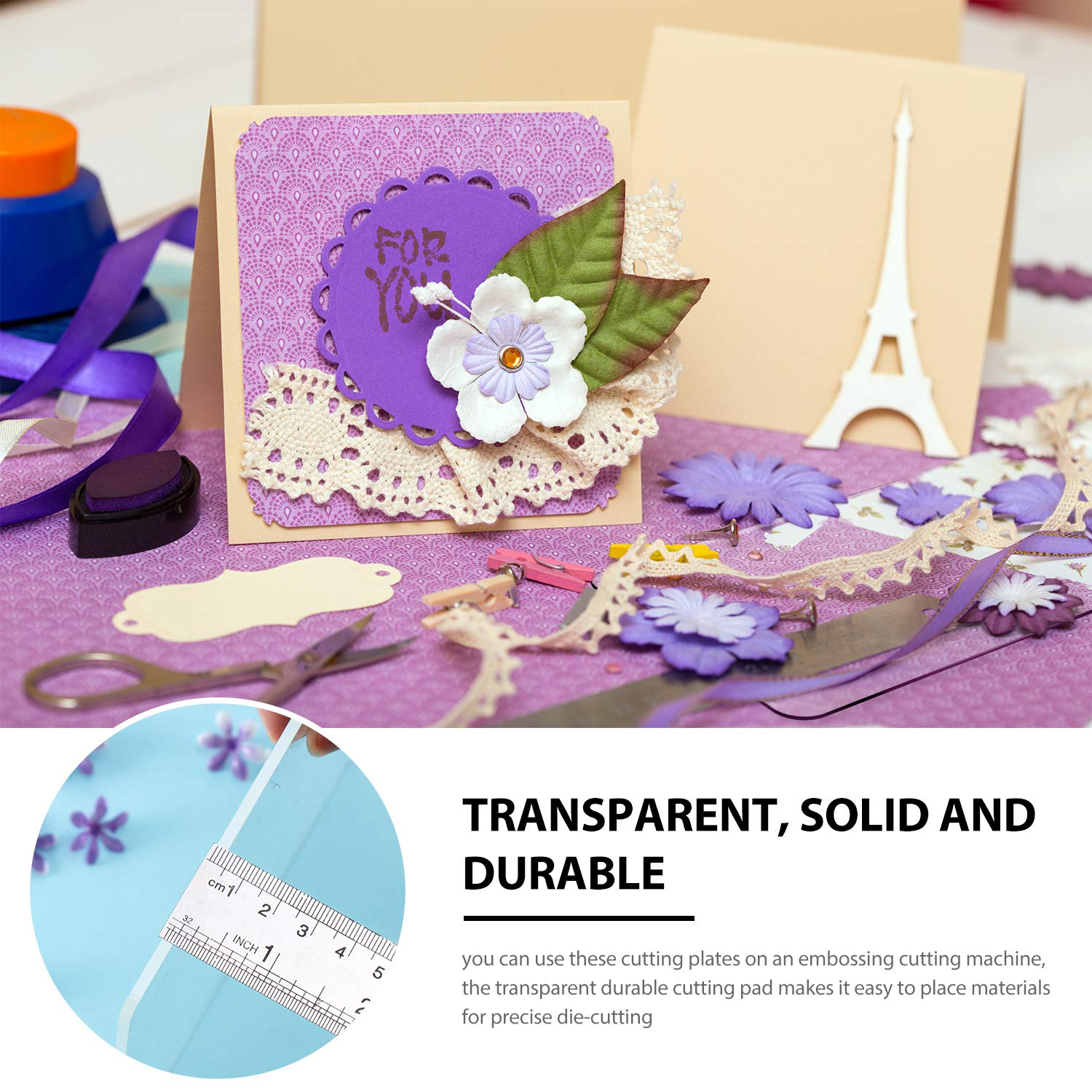 Transparency Acrylic Cutting Pads Die Cutting Plates for Embossing Crafting (4 Pieces, 8.7 x 6.1 Inch)