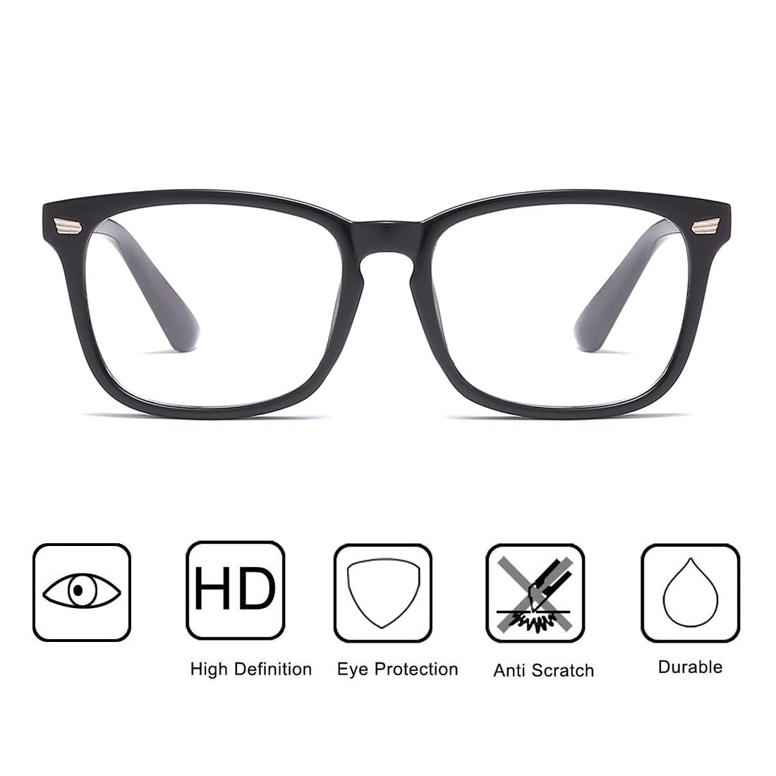 ENSARJOE Unisex Stylish Square Non-prescription Eyeglasses Glasses Clear Lens Eyewear Frame