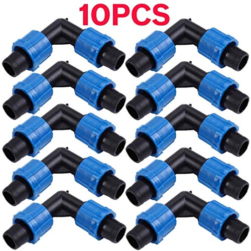 EECFSID 10PCS Irrigation 5/8" Drip Tape 16Mm Connector Elbow 90 Degree Thread Lock Buckle Garden Drip Irrigation System Garden Tools KSL01-138-10PCS 5/8''