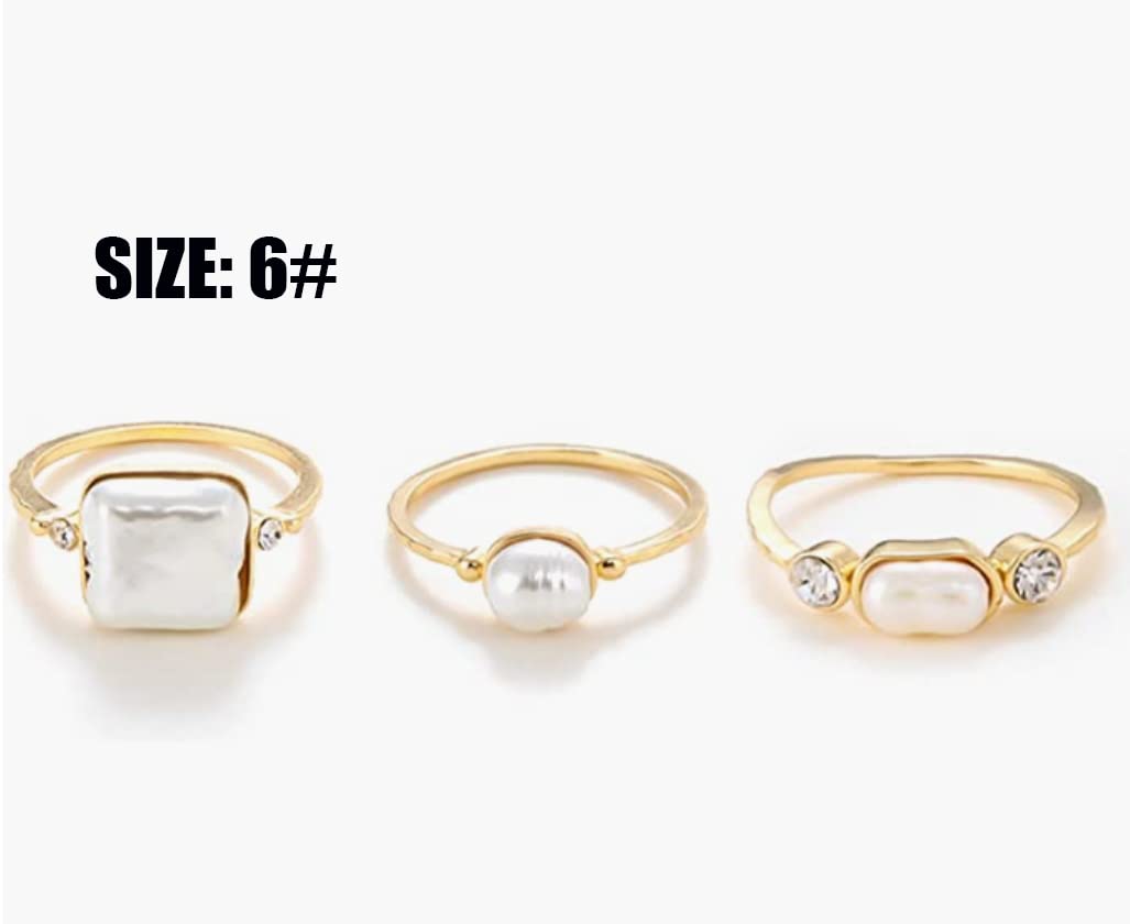 Donabus Organic Pearl Ring Set with Hammered Metal Texture 90's Ring Pack Gold and Pearl Ring Cocktail Ring Pretty Pearl Resin Ring