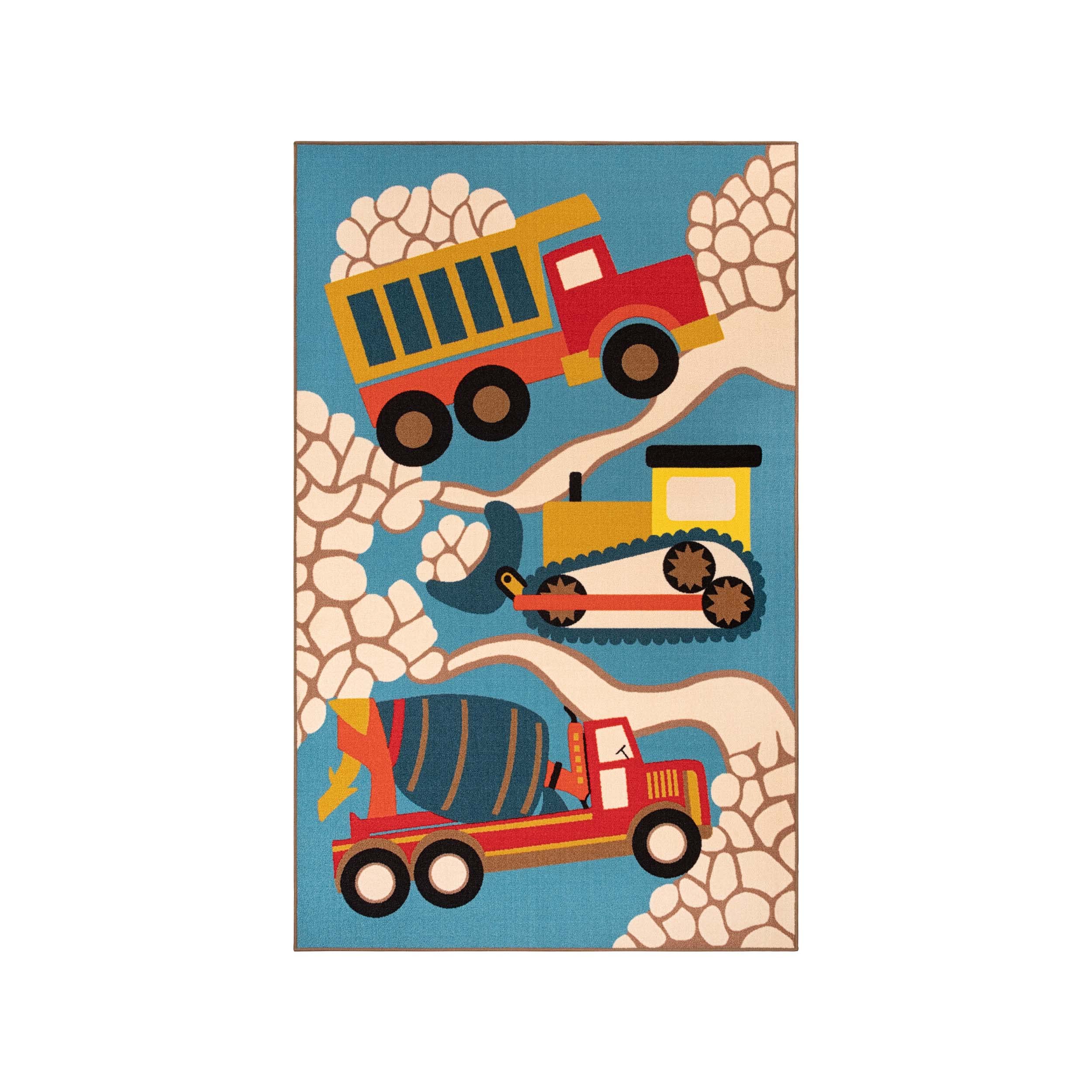 Superior Kids Construction Zone Non-Slip Area Rug 2' x 3' Beige-Multicolor