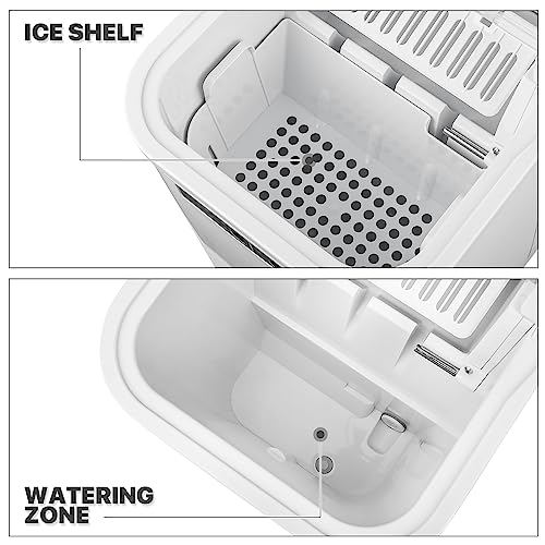 mollie Ice Maker Countertop 9 Ice Cubes Ready in 10 Mins - 26LBS/24Hrs, Self-Cleaning Ice Makers, One-Click Operation Portable Ice Cube Machine w/Ice Scoop for Home Kitchen Office Party RV, White