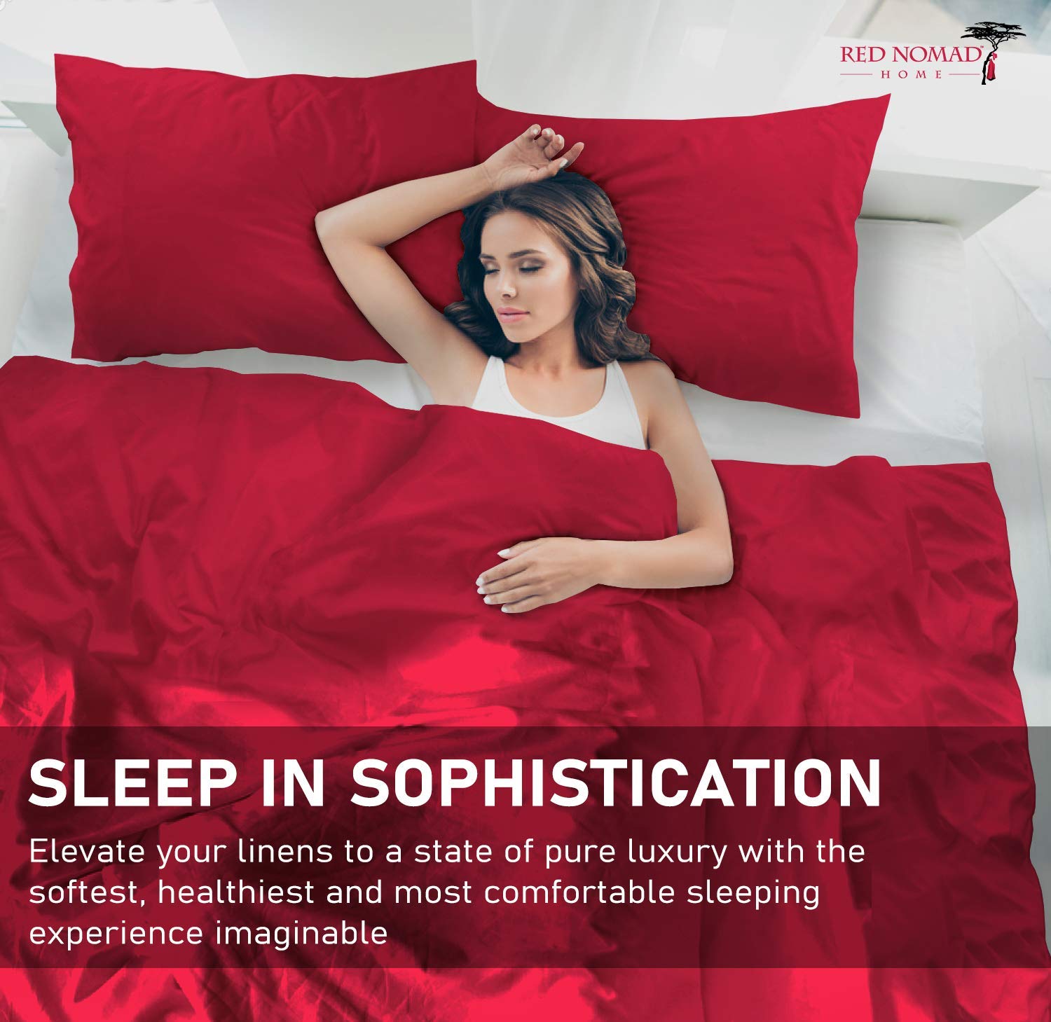 Red Nomad Luxury Duvet Cover & Pillow Shams Set, 3 Pieces, Full/Queen, Burgundy