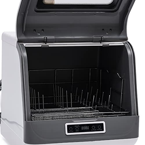 Portable Countertop Dishwasher, 4 Washing Programs, Air-dry Function, Automatic Dishwasher Deep Heating Cleaning Machine for Small Apartments, Dorms and RVs(White)