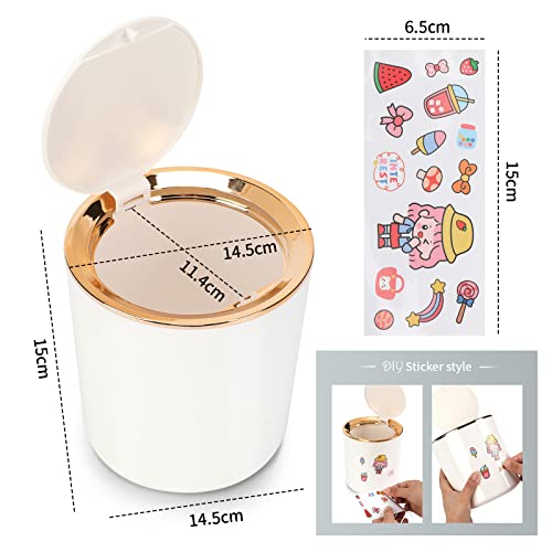 Mini Trash Can with Lid, Small Desktop Trash Can 2.5L, Tiny Waste Basket for Bathroom, Powder Room, Bedroom, Kitchen, Office (Black)