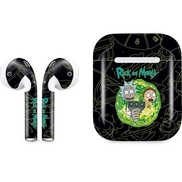 Skinit Decal Audio Skin Compatible with Apple AirPods with Lightning Charging Case - Officially Licensed Warner Bros Rick and Morty Portal Travel Design