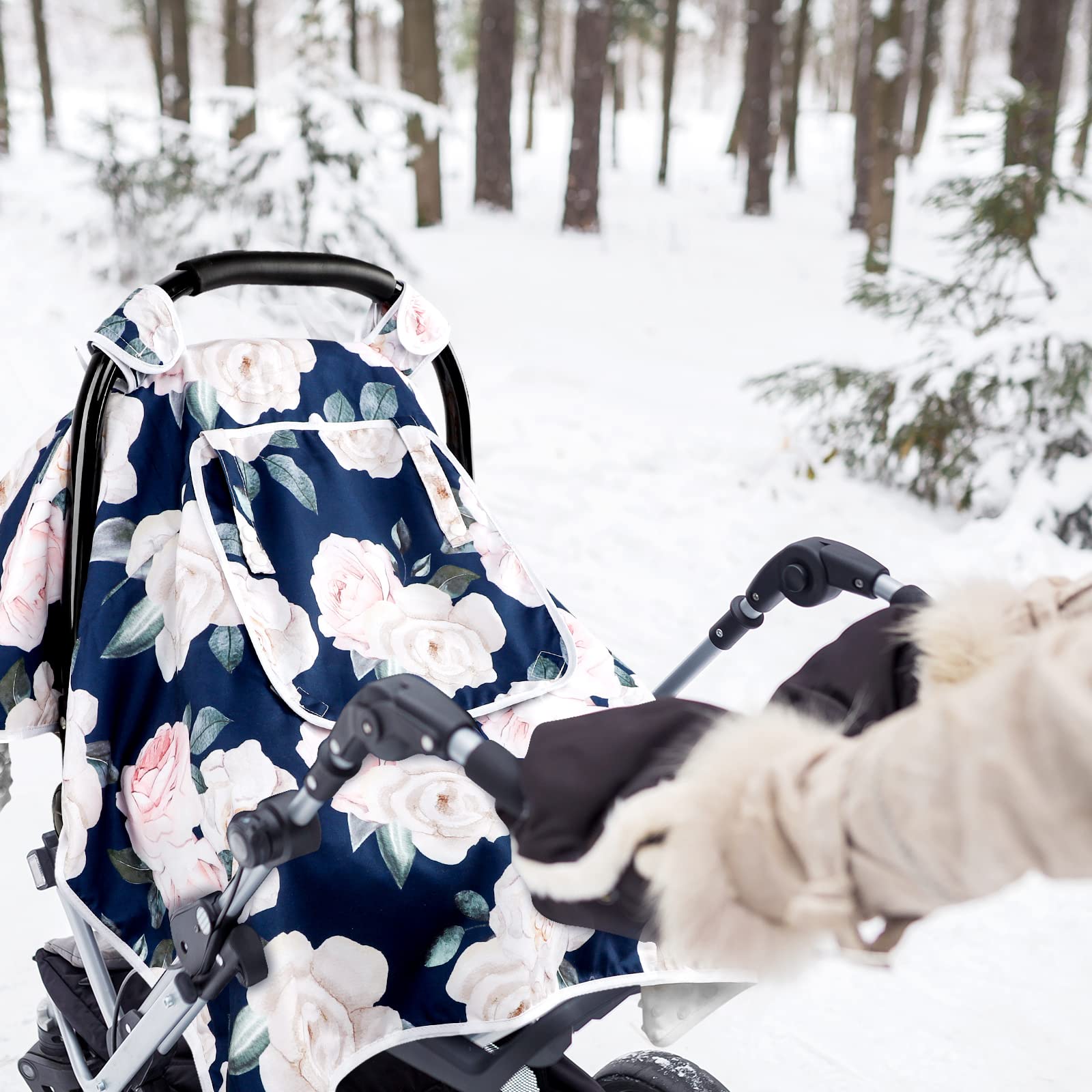 Hooyax Carseat Canopy Cover with Peep Window and Baby Blanket for Girls, Soft and Comfortable,Floral