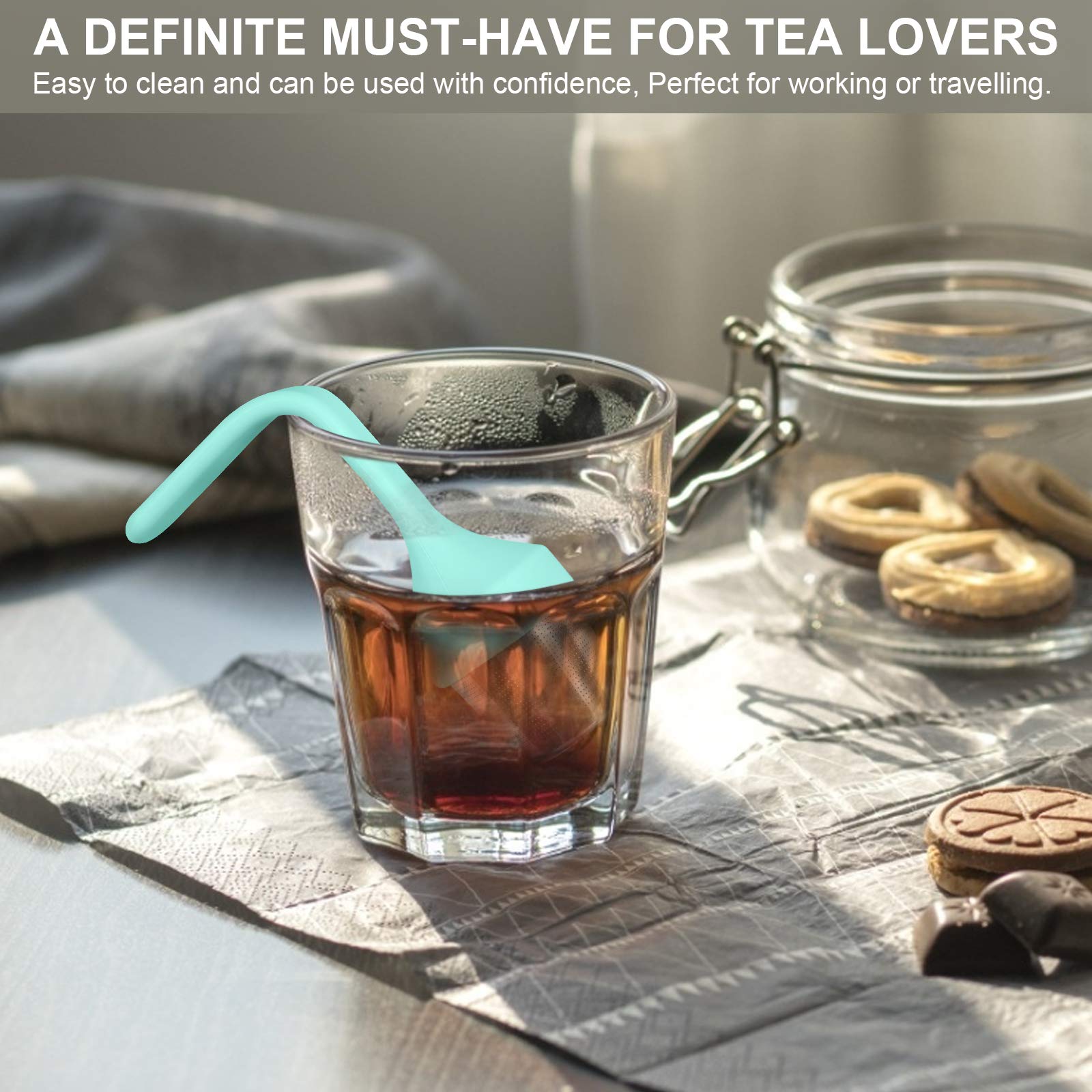 Fenshine Tea Infuser, Extra Fine Mesh Tea Cup Filter Silicone Handle Stainless Steel Tea Strainer Loose Tea Steeper for Loose Leaf Tea or Herbal Tea