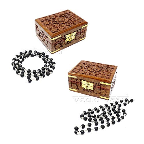 Vedic Vaani Natural Unique and Rare from Gandaki River Lord Narayanam Shaligram Round Beads Mala in Pure Silver Capping for Worship, Positivity, Good Health and Wealth Buy at Make in India
