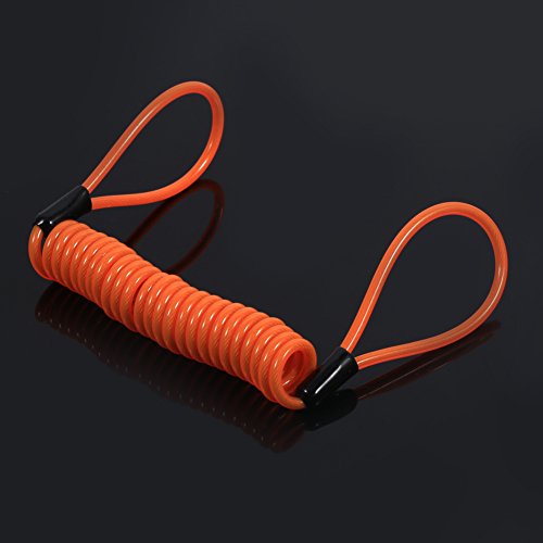 Disc Lock Cable, Yctze Motorcycle Bike Alarm Disc Lock Antitheft Security Spring Reminder Coil Cable Yellow Replacement for Motorbikes Motorcycles Scooters Bicycles(Orange)