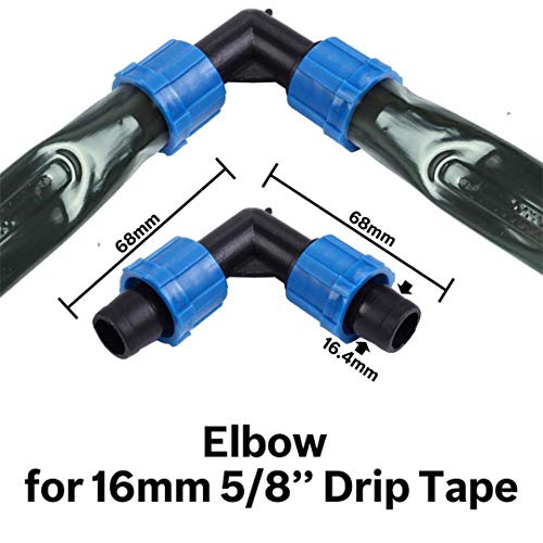 EECFSID 10PCS Irrigation 5/8" Drip Tape 16Mm Connector Elbow 90 Degree Thread Lock Buckle Garden Drip Irrigation System Garden Tools KSL01-138-10PCS 5/8''