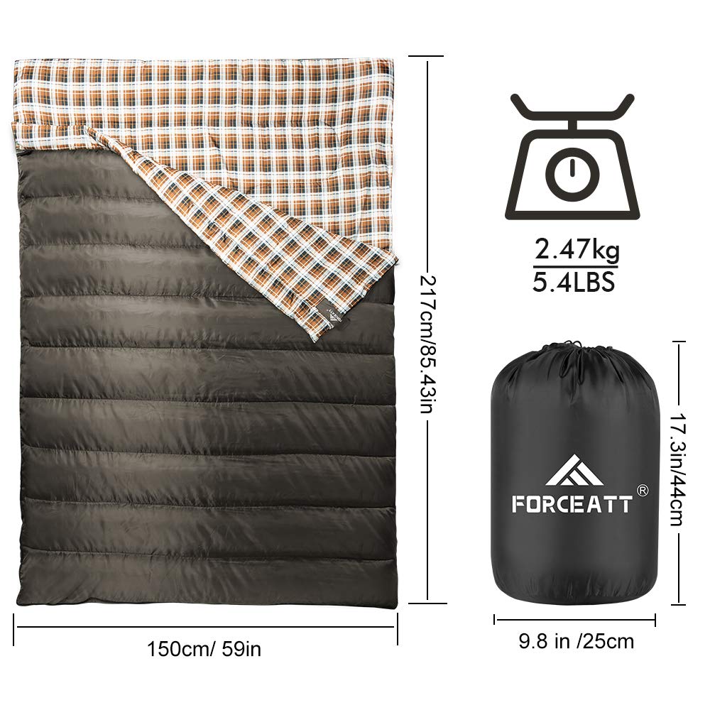 Forceatt Sleeping Bag, 23℉/-5℃ Double Sleeping Bags for Adults & Kids, Lightweight and Water-Repellent Backpacking Sleeping Bag is Warm for Hiking, Camping, Indoor and Outdoor Use in 3-4 Seasons.