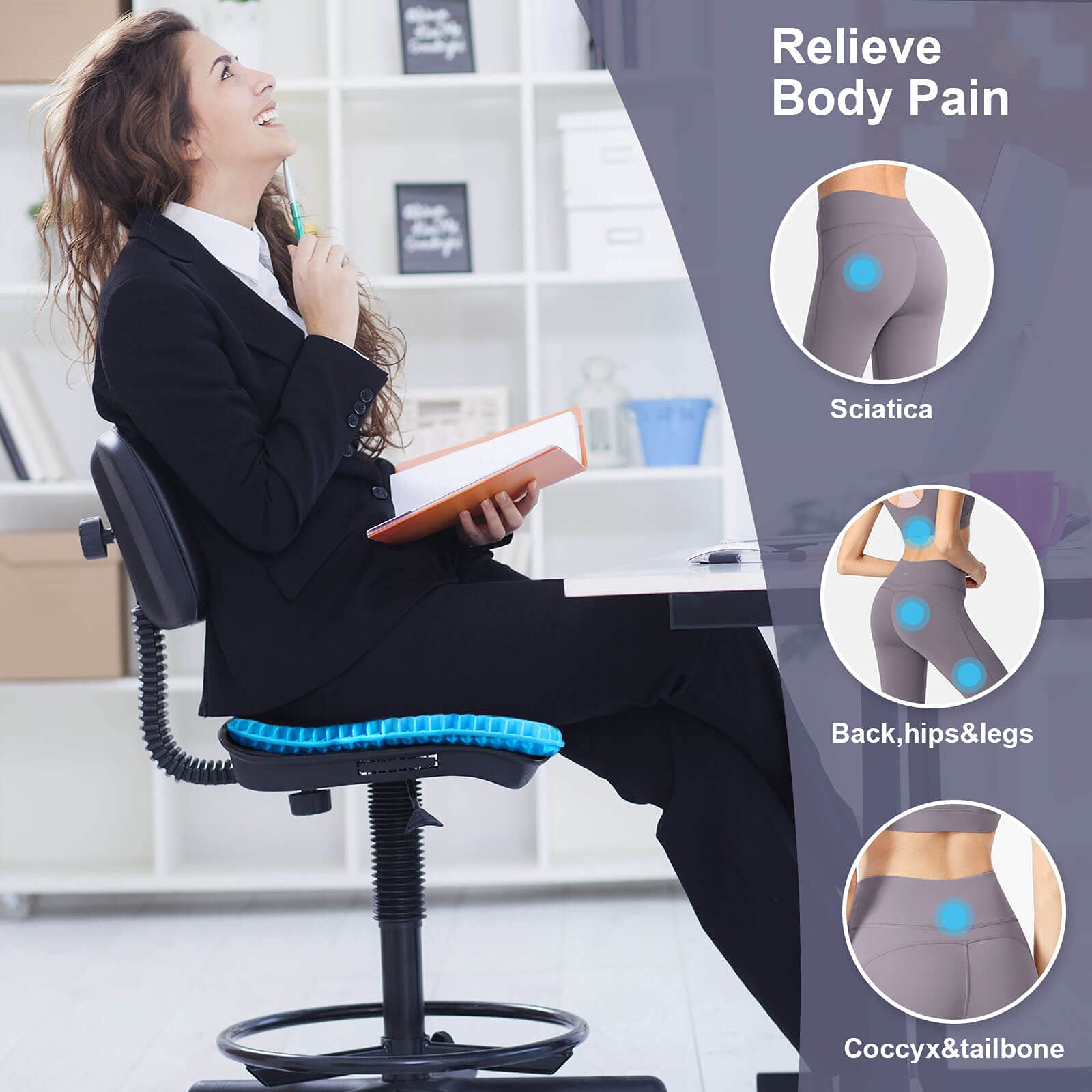 Dprofy Office Chair Cushion, Gel Seat Cushion for Office Chair, Car Seat Cushion for Long Sitting
