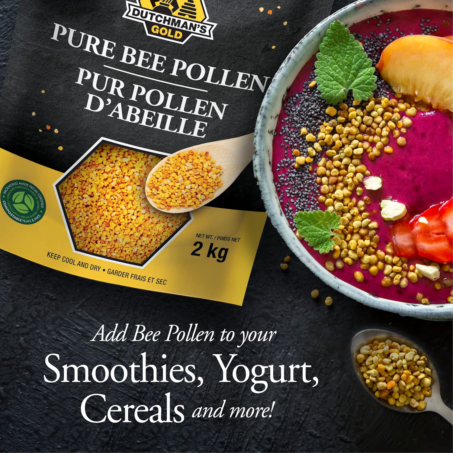 Dutchman's Gold Bee Pollen Granules (500g) - Pure Dried Pollen - Natural Superfood with Vitamins, Minerals, Proteins - Raw and Unprocessed Alternative to Nutritional Supplements