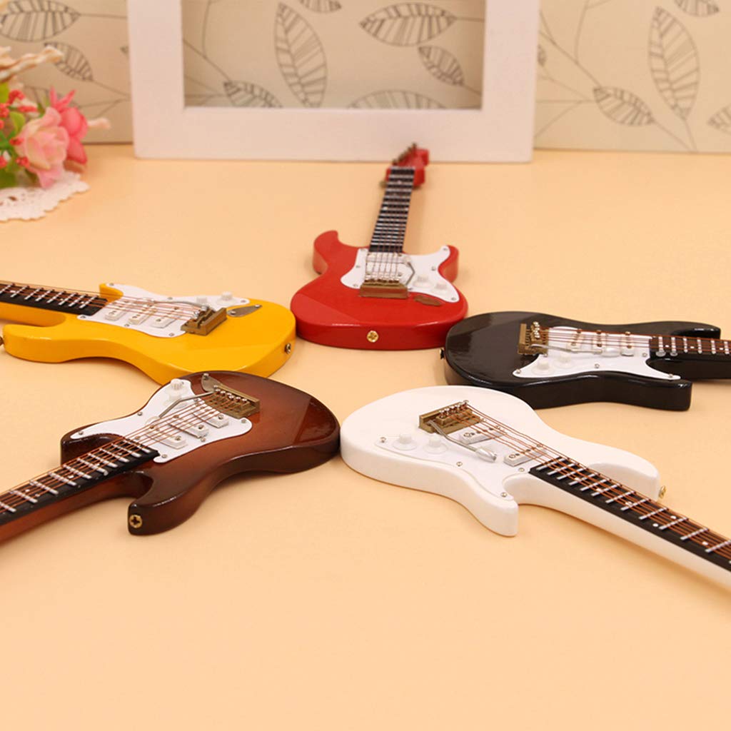 HELYZQ 14cm Mini Electric Guitar Model Miniature Guitarra Replica Gift with Case Stand,Red,14x4x1.3cm