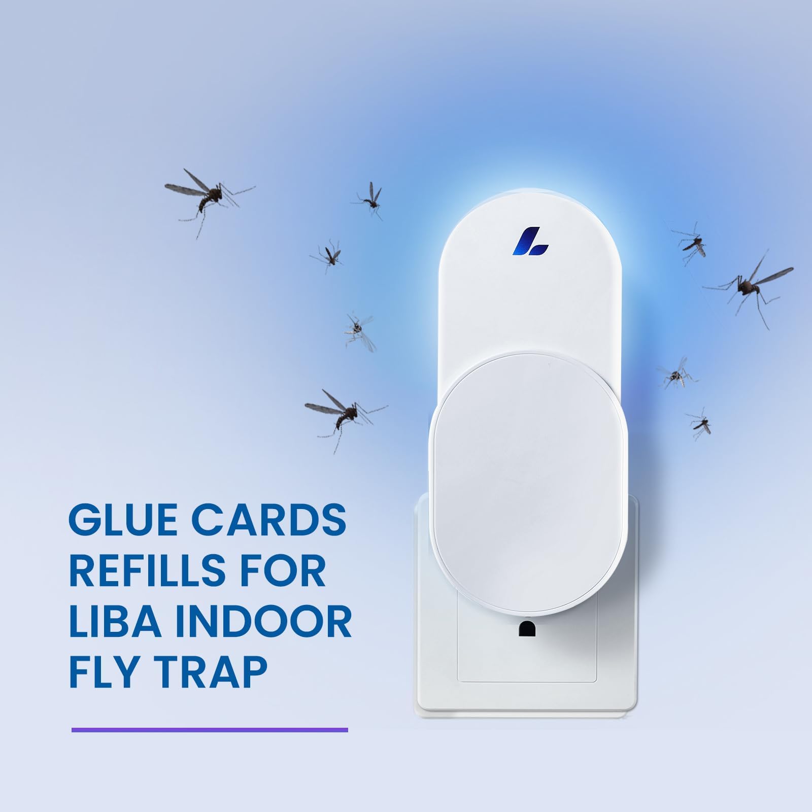 LiBa 3 Pack Glue Card Refill for LiBa Flying Insect Trap, Fruit Fly Traps for Indoors, Gnat Traps for House Bug Light Trap Indoor Replacement Glue Boards