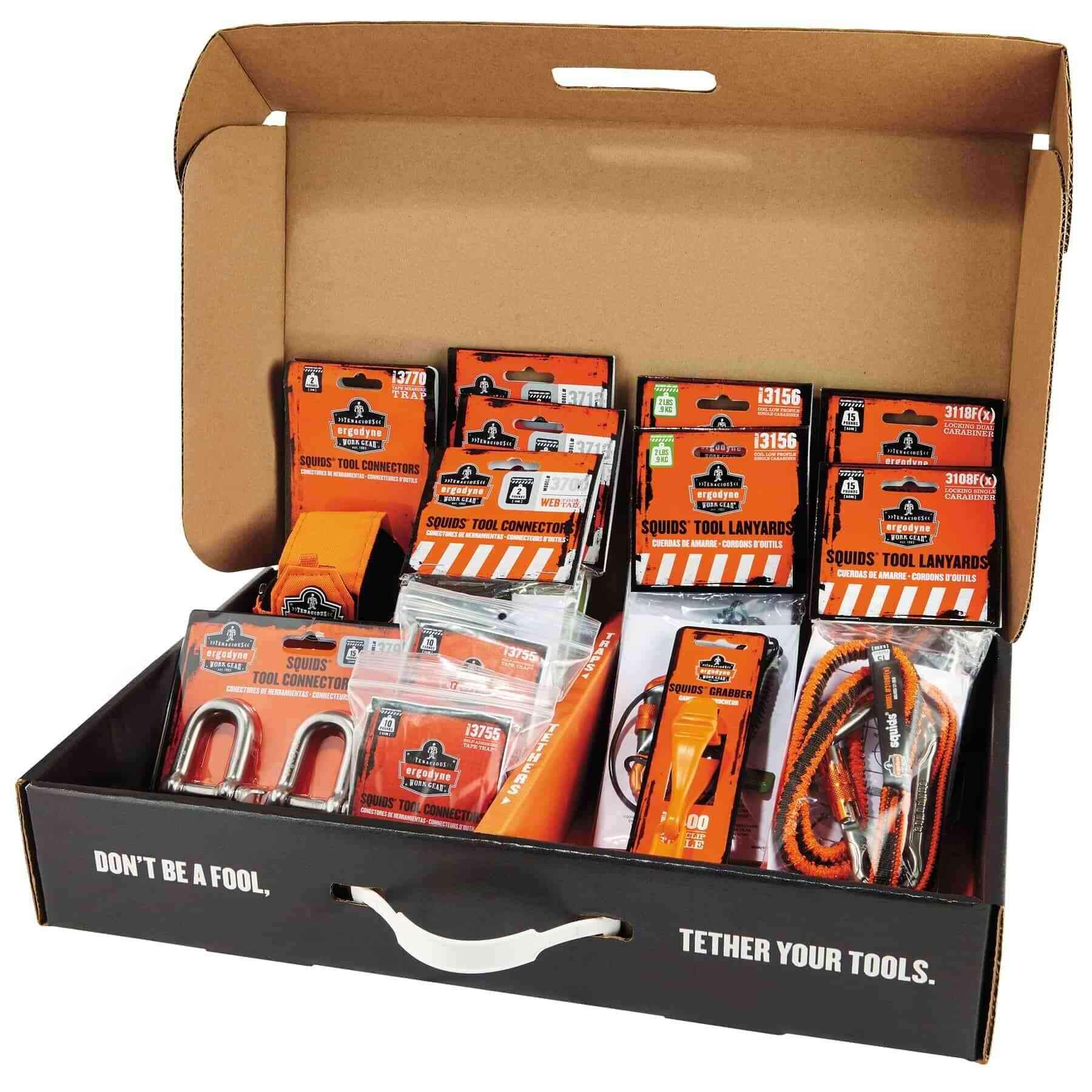 Tool Tethering Kit for Scaffholders, Includes Tool Lanyards and Attachments for Wrenches and Mallets, Ergodyne Squids 3187